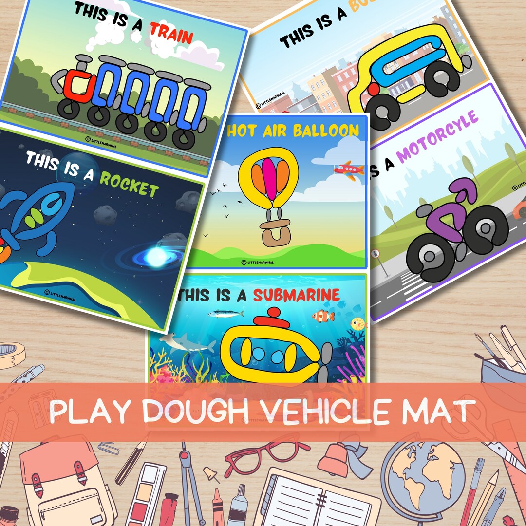 Play Dough Vehicle Mats Printable, Printable Montessori Materials ...