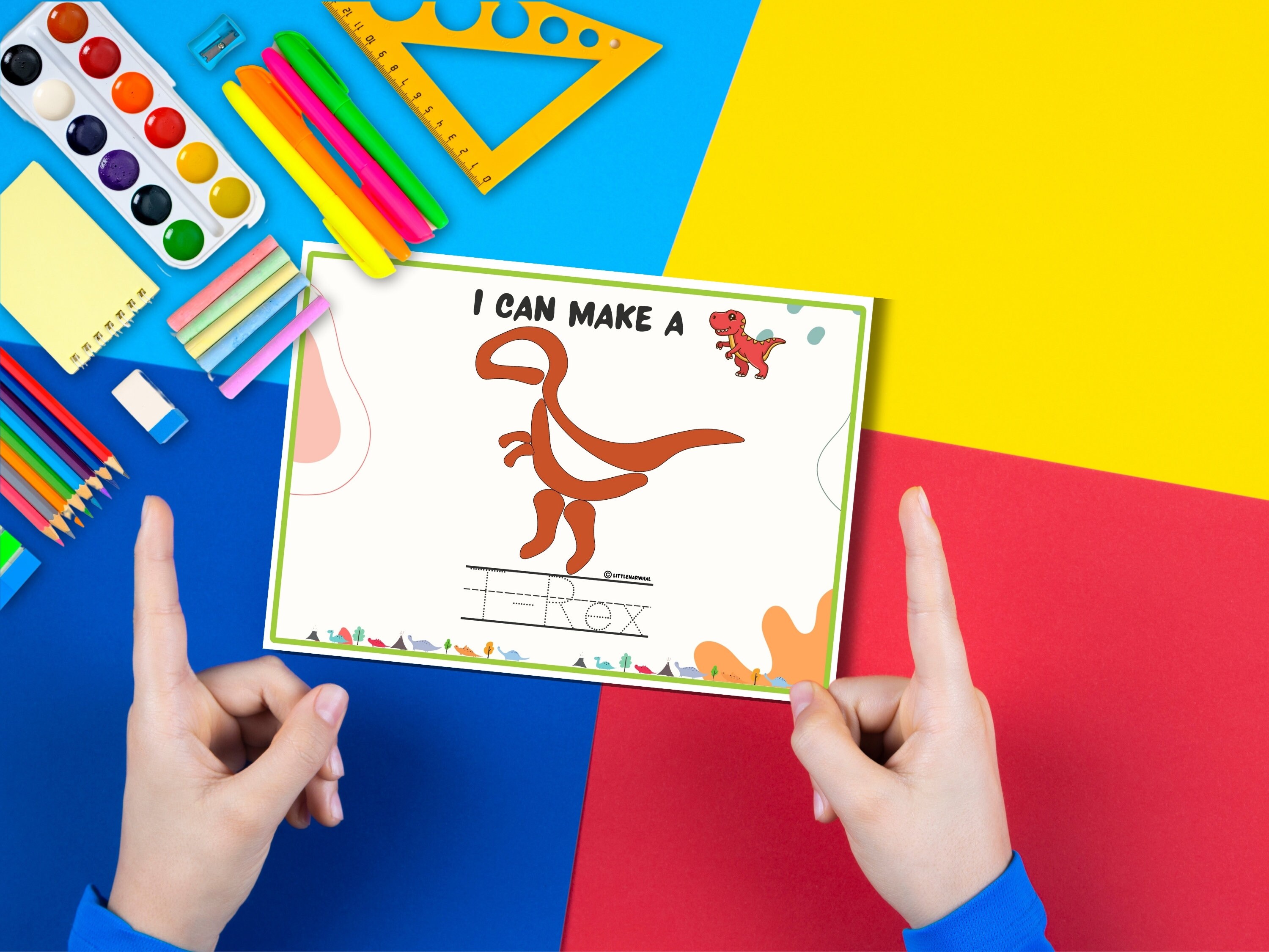 Dinosaur Play Dough Mats Printable, Printable Montessori Materials ...