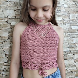 Crochet Top Isabella for Little Girls in Dry Rose Photoshoot - Etsy