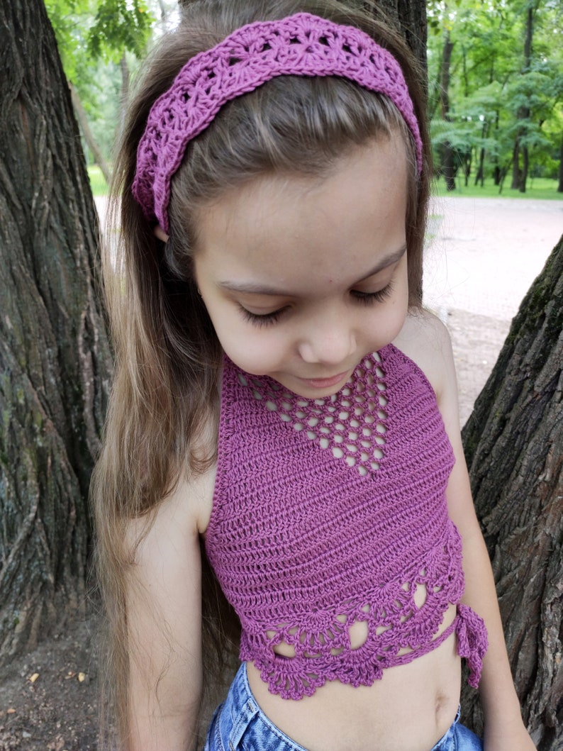 Crochet Crop Top Mermaid for Little Girls in Dry Rose Color - Etsy