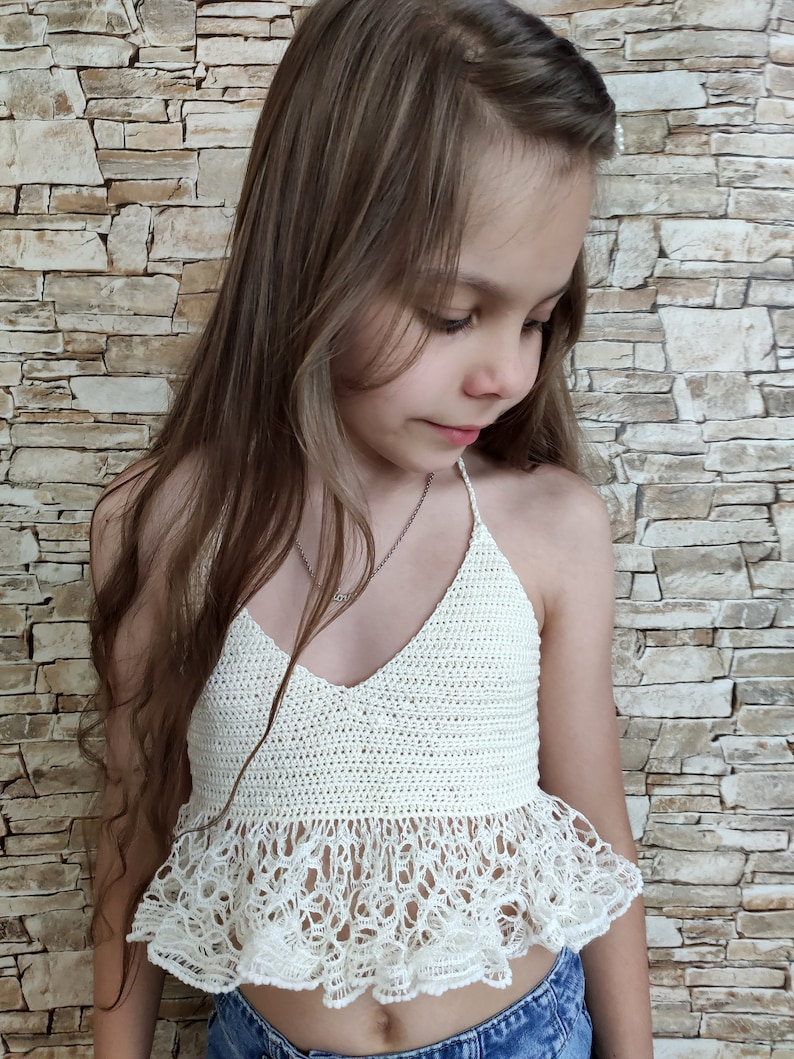 Crochet Ruffles Bra Diva for Little Girls in Light Cream - Etsy