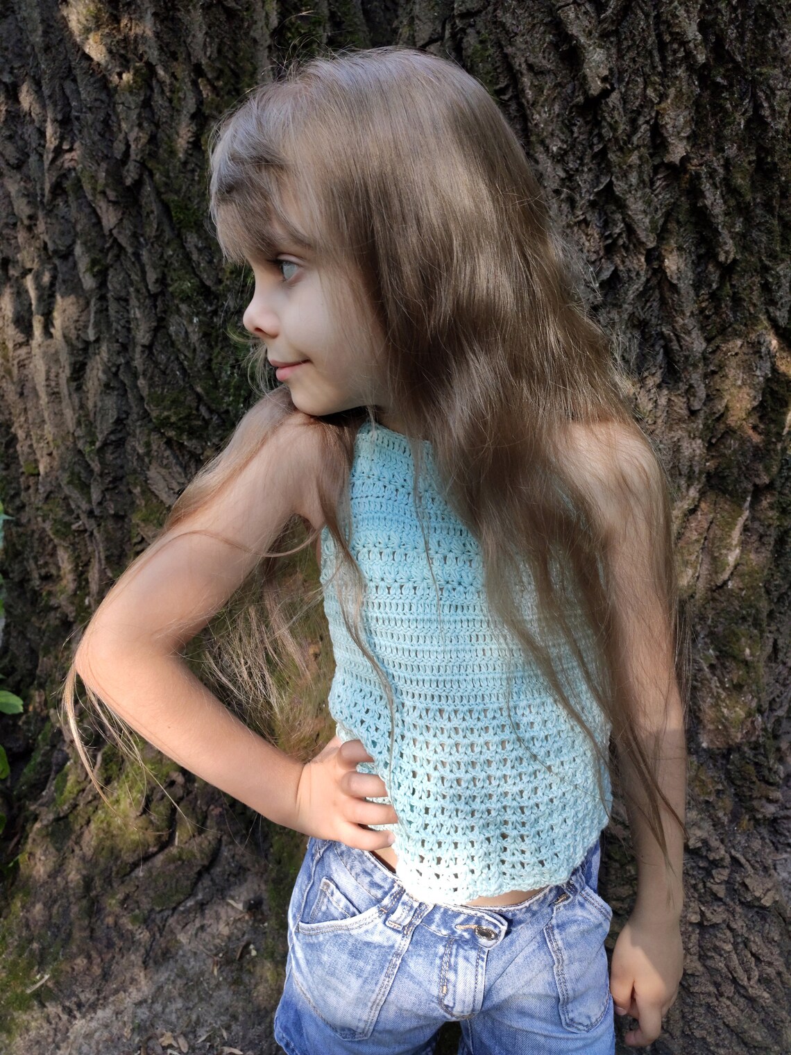 Blue Crochet Halter Top for Kids / Womens Photoshoot Mommy and - Etsy