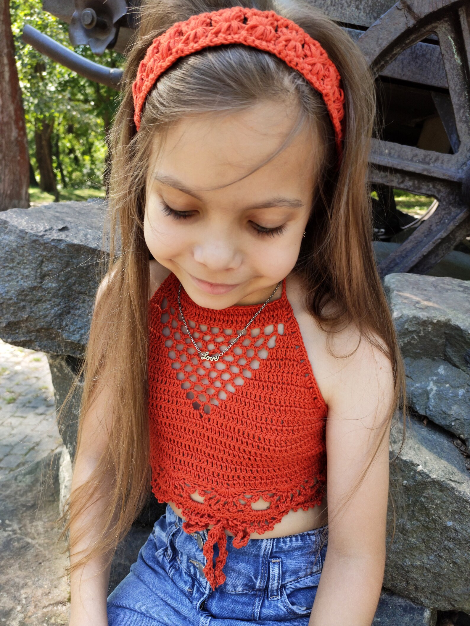 Crochet Crop Top Mermaid for Little Girls in Terracotta Color - Etsy