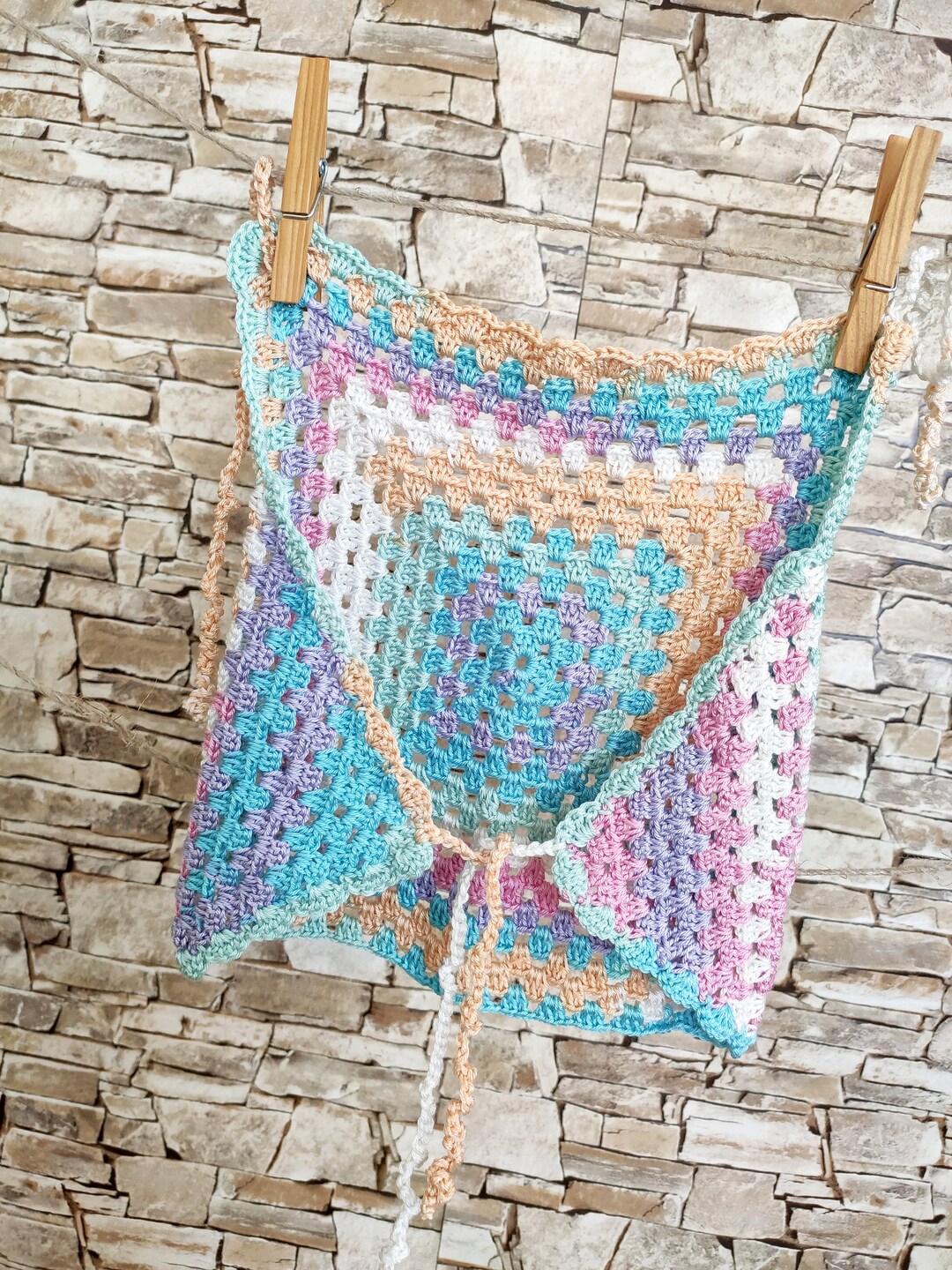 Granny Square Open-back Top for Trendy Toddlers Rainbow Crochet Halter ...