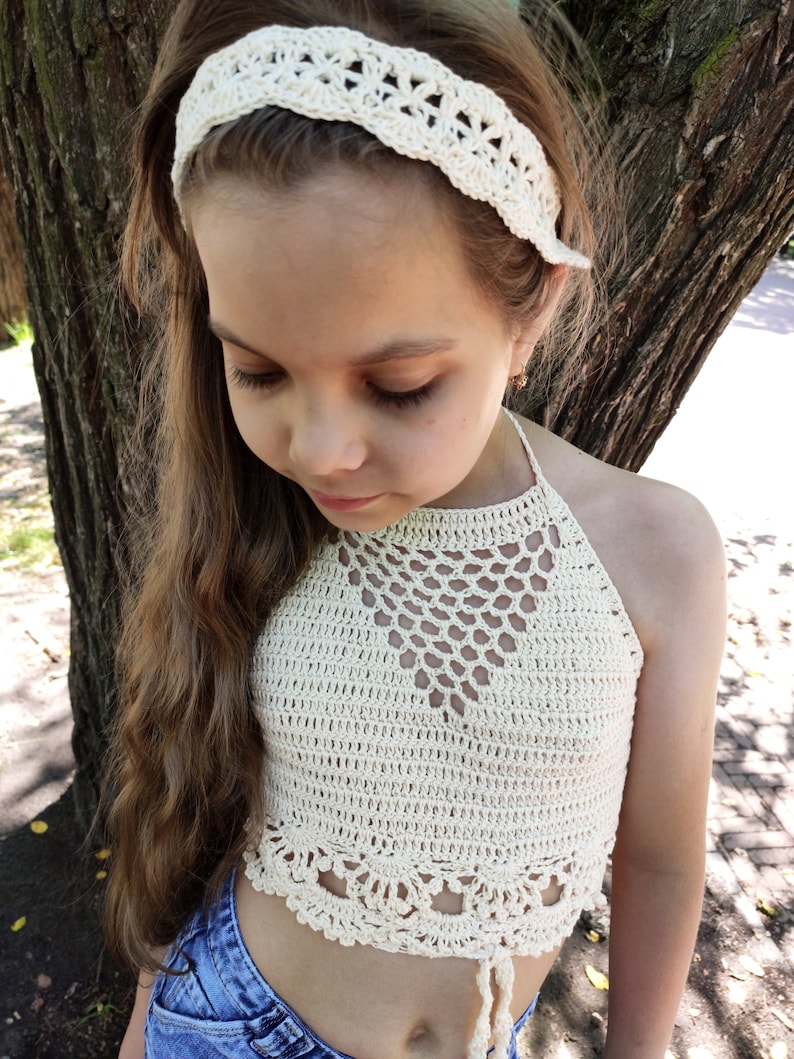 Crochet Crop Top Mermaid for Little Girls in Ivory Photoshoot - Etsy