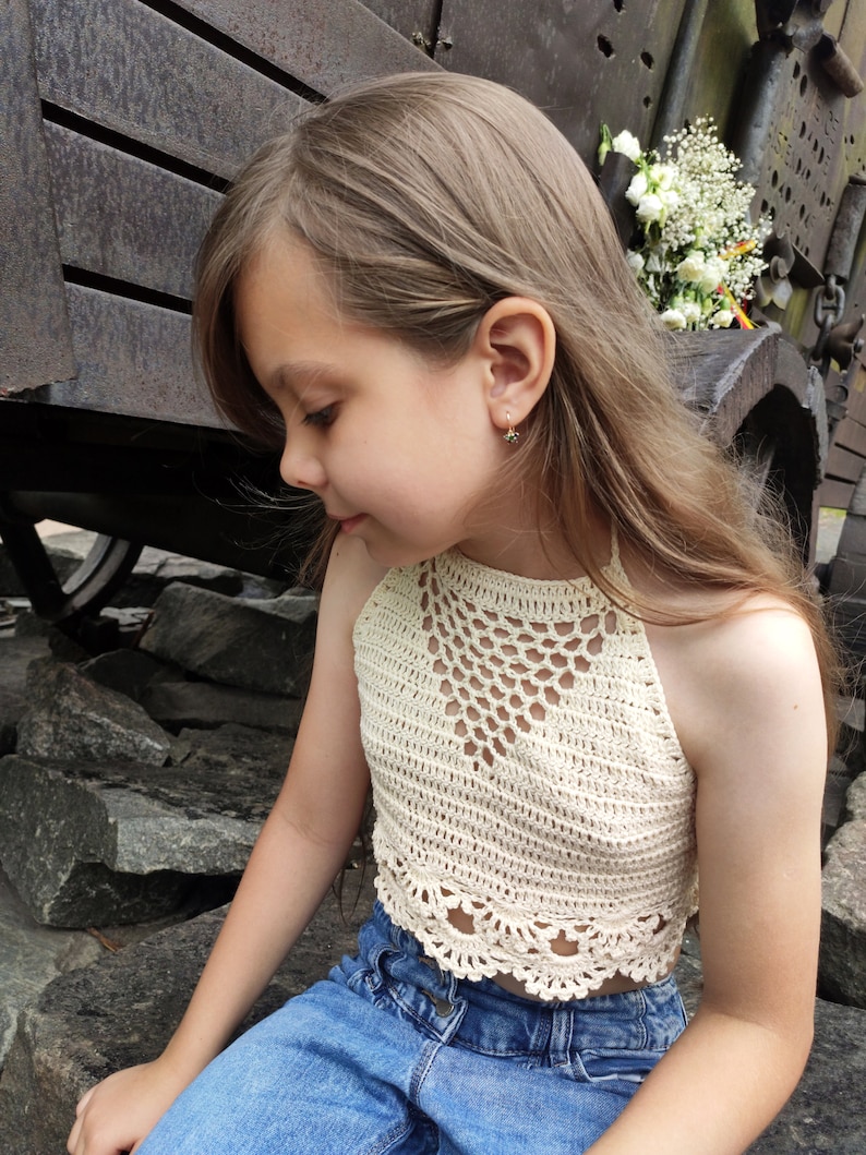 Crochet Crop Top Mermaid for Little Girls in Ivory Photoshoot - Etsy