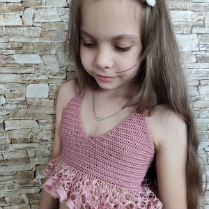 Crochet Ruffles Bra Diva for Little Girls in Dry Rose Clothing - Etsy