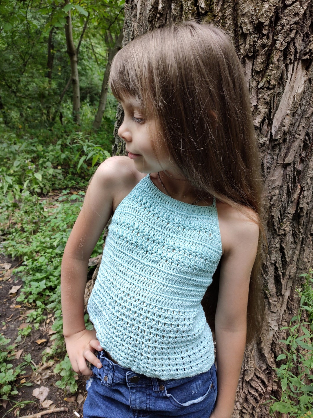 Blue Crochet Halter Top for Kids / Womens Photoshoot Mommy and - Etsy