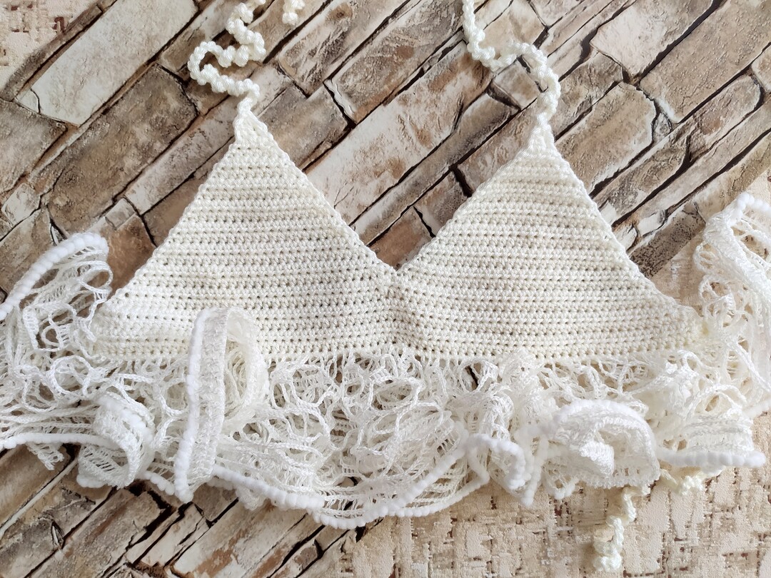 Crochet Ruffles Bra Diva for Little Girls in Light Cream Clothing for ...