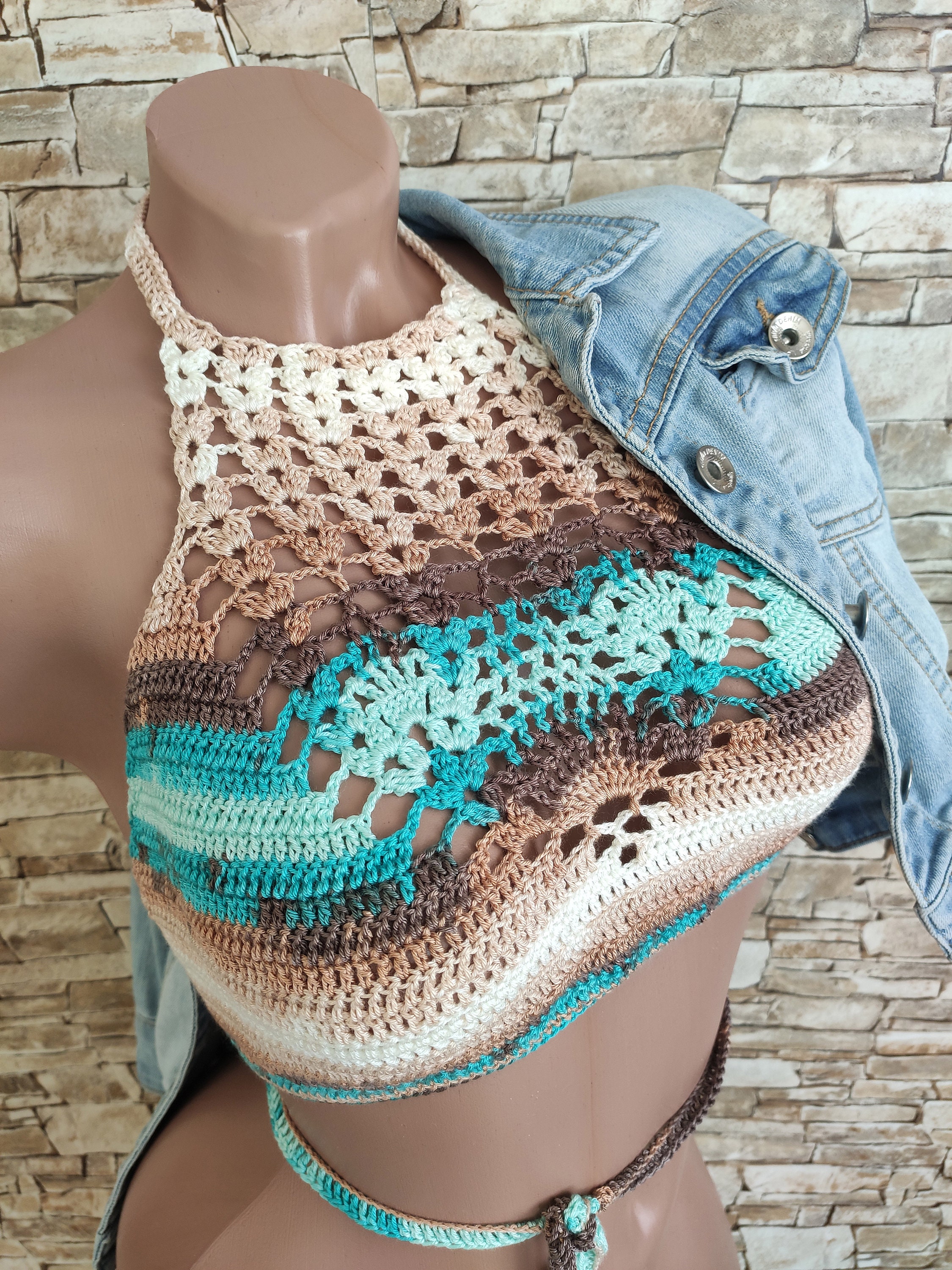 Crochet Halter Top Colorful Boho Chic Women Clothing Gypsy Etsy