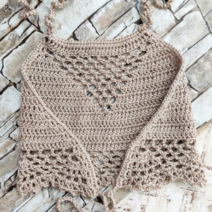 Crochet Top Emma for Little Girls in Camel Photoshoot Handmade Clothing ...