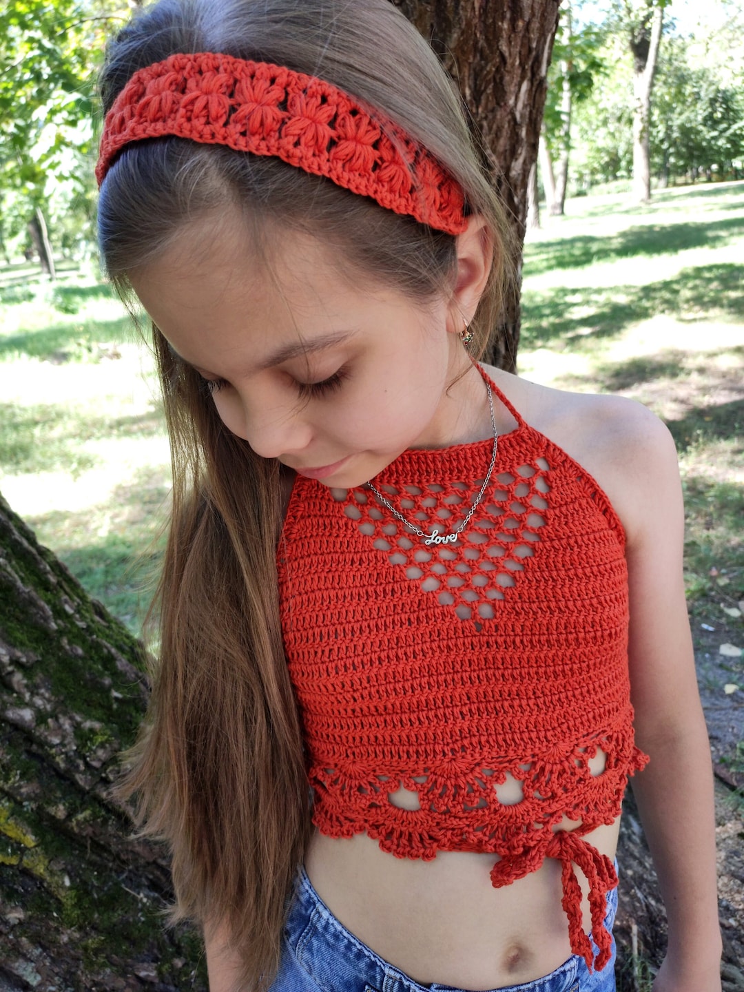 Crochet Crop Top Mermaid for Little Girls in Terracotta Color - Etsy