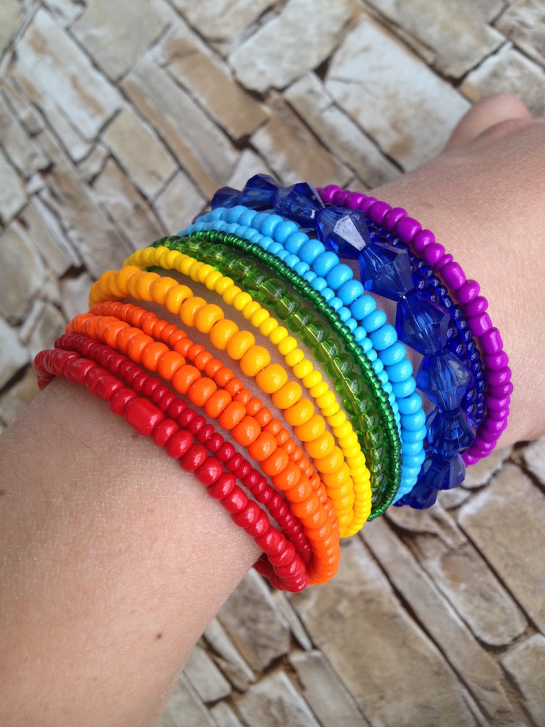 Lgbtq Pride Bracelet Rainbow Beaded Bracelets Handmade Jewelry Etsy