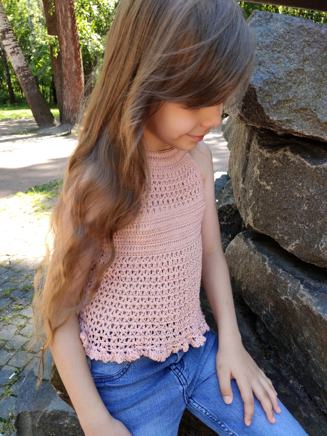 Crochet Top for Little / Toddler Girls in Powder Handmade Kids - Etsy