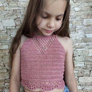Crochet Top Isabella for Little Girls in Dry Rose Photoshoot - Etsy