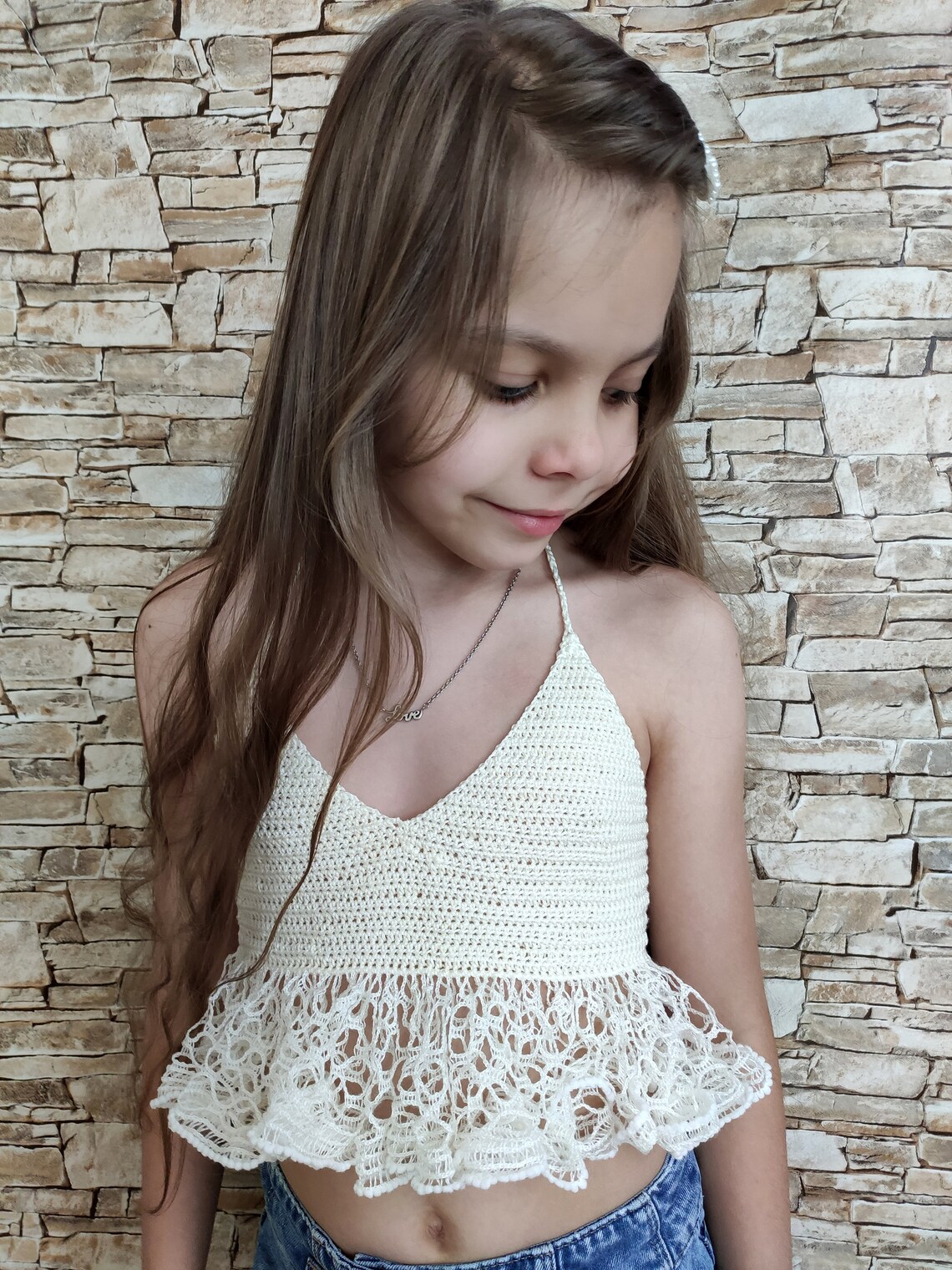 Crochet Ruffles Bra Diva for Little Girls in Light Cream - Etsy