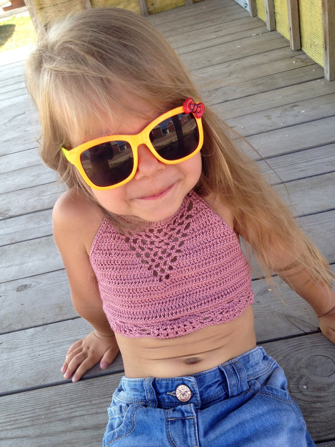 Crochet Top Isabella for Little Girls in Dry Rose Photoshoot - Etsy