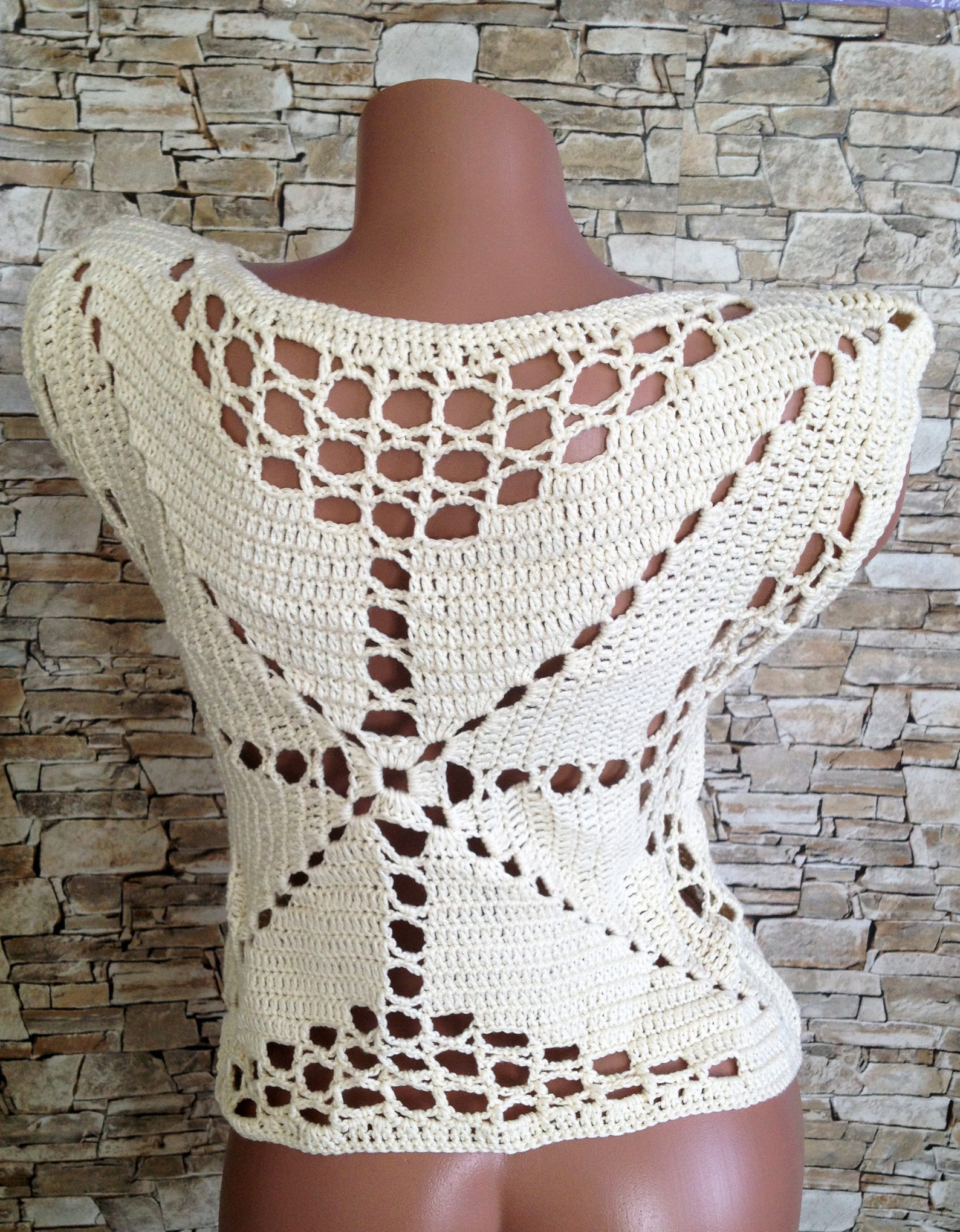 Crochet Top Boho Ivory Summer Cotton Vest - Etsy