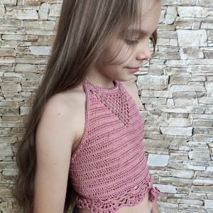 Crochet Top Isabella for Little Girls in Camel Photoshoot - Etsy