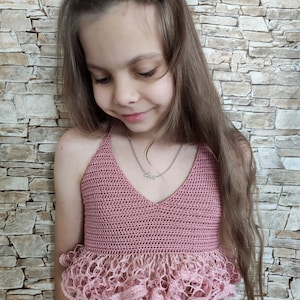 Crochet Ruffles Bra Diva for Little Girls in Dry Rose Clothing - Etsy