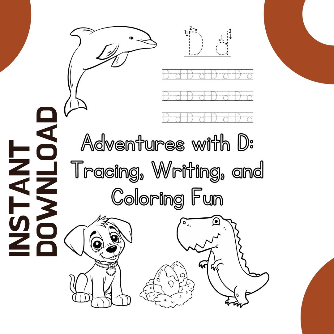 Tracing Letter D: Printable Interactive Coloring Book for Preschool ...