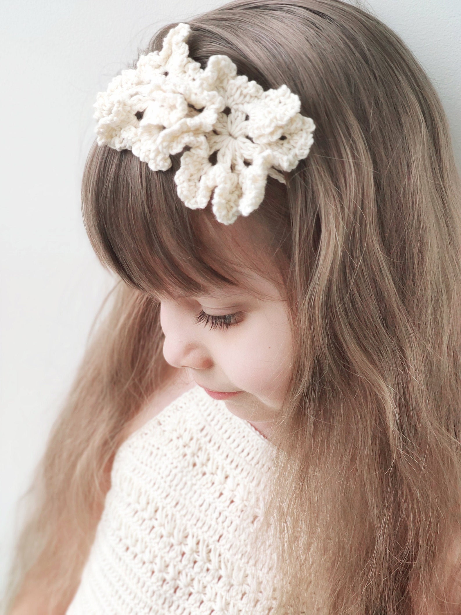 Handmade Crochet Flowers Headband for Little Girls in Ivory - Etsy