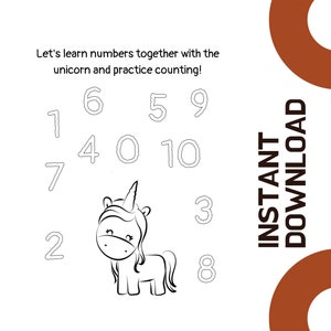 Unicorn and Princess Coloring Book With Numbers, Printable Digital ...