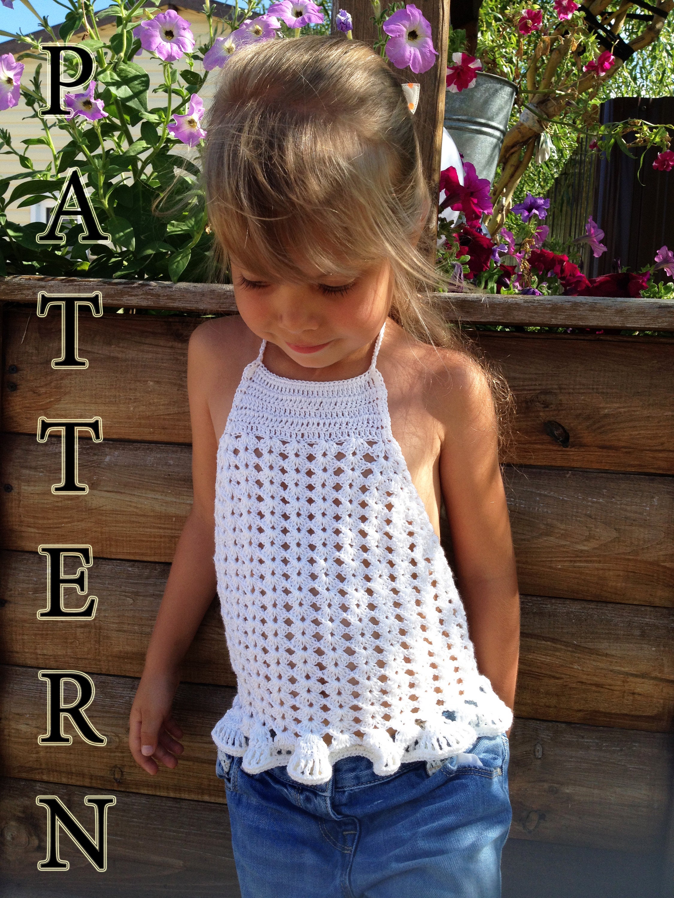 PATTERN Crochet Toddler Top Open Back Halter Bikini Top PDF - Etsy