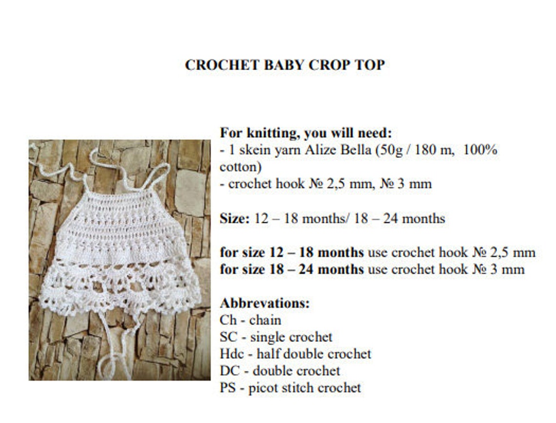Crochet Baby Top PATTERN Beach Vacation Baby Clothing Summer - Etsy
