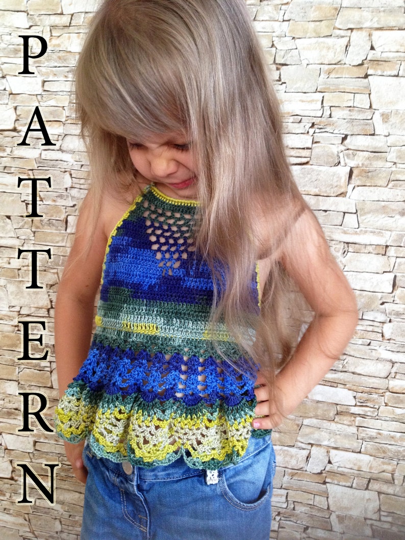 PATTERN Crochet top Colorful toddler top Boho wrap halter top | Etsy