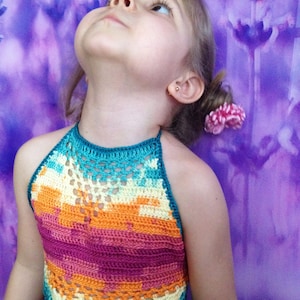 Crochet Kids Top Open Back Halter Toddler Top Colorful Summer - Etsy