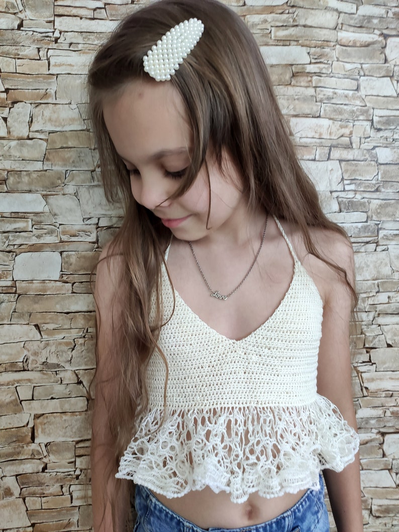 Crochet Ruffles Bra Diva for Little Girls in Light Cream - Etsy