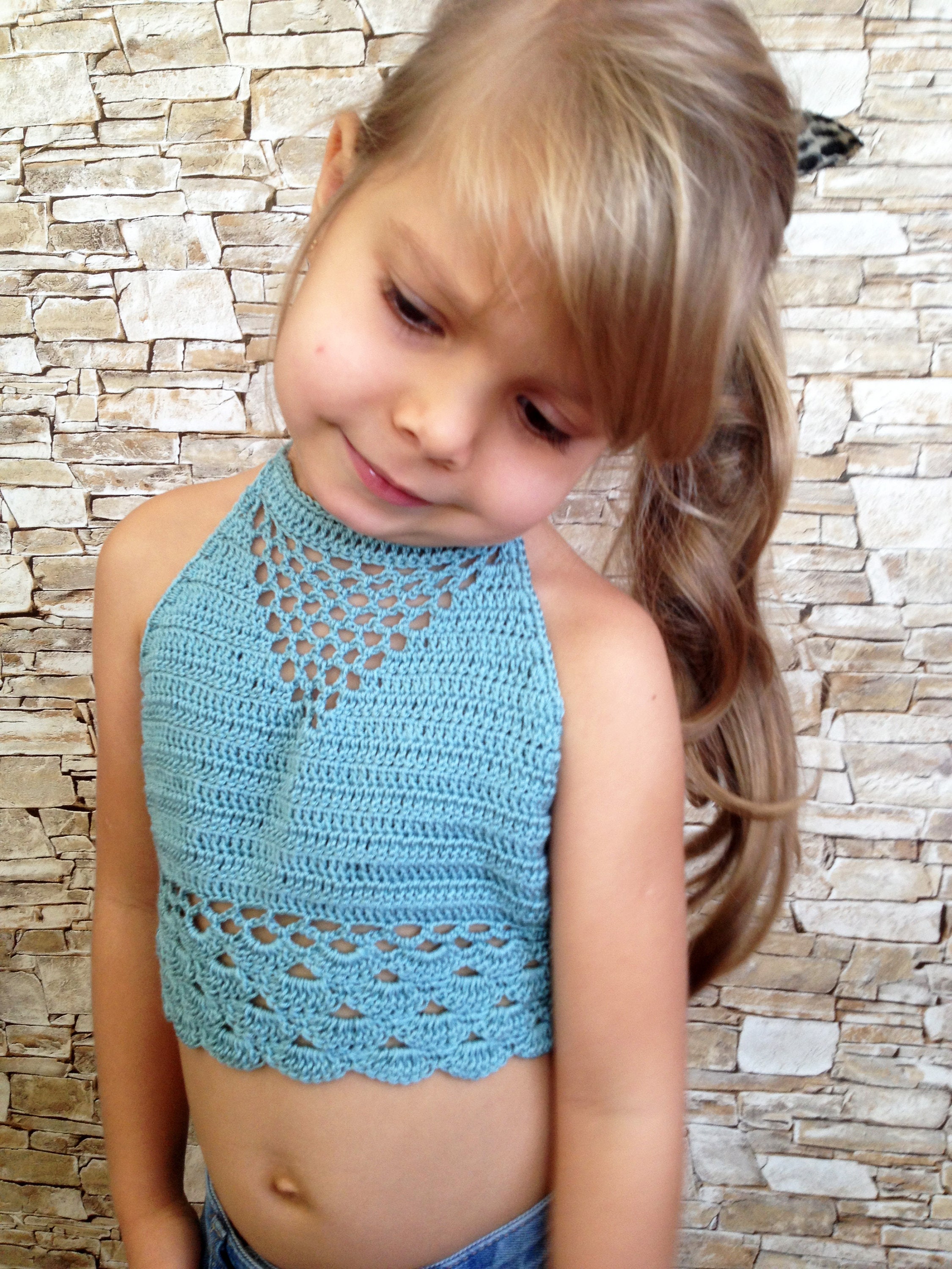 Blue crochet toddler baby top Crocheted open back top Bohemian | Etsy Blue crochet toddler baby top Crocheted open back top Bohemian | Etsy