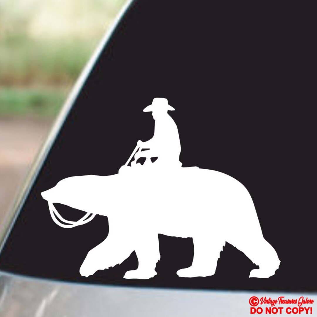 COWBOY Riding on a POLAR BEAR - Vinyl Decal Sticker Car Truck Boat ...