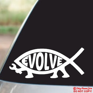 EVOLVE FISH (jesus Parody)- Vinyl Decal Sticker Car Truck Van Suv Boat ...