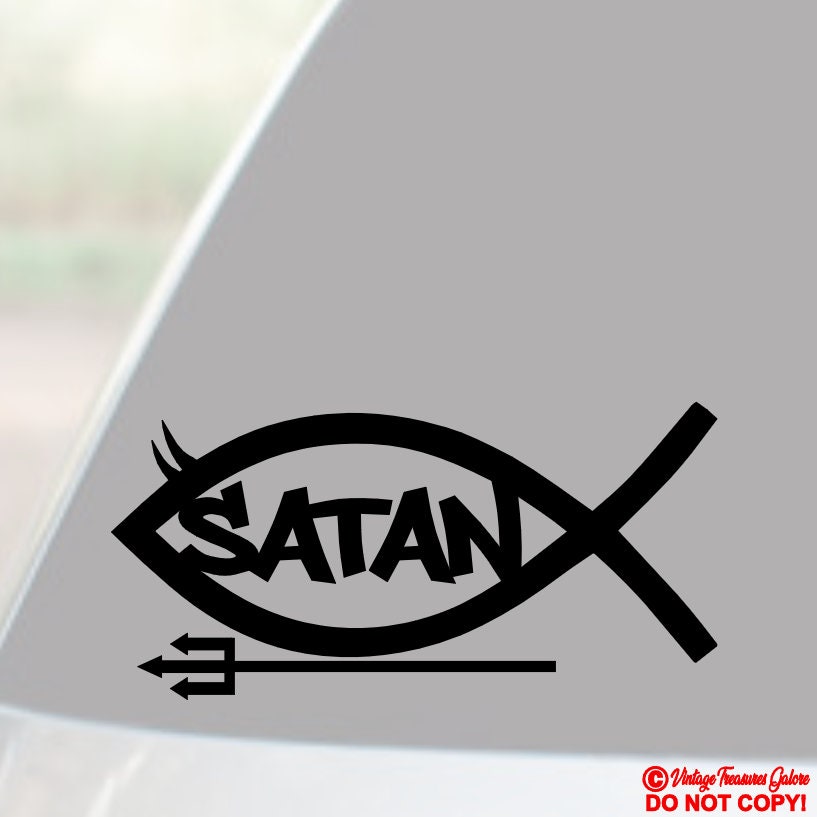 SATAN FISH jesus Parody Vinyl Decal Sticker Car Truck Van - Etsy