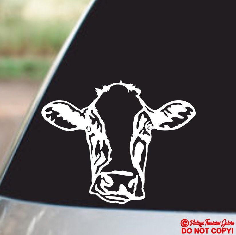 COW FACE Vinyl Decal Sticker Car Truck Suv Boat Tractor Laptop Window ...