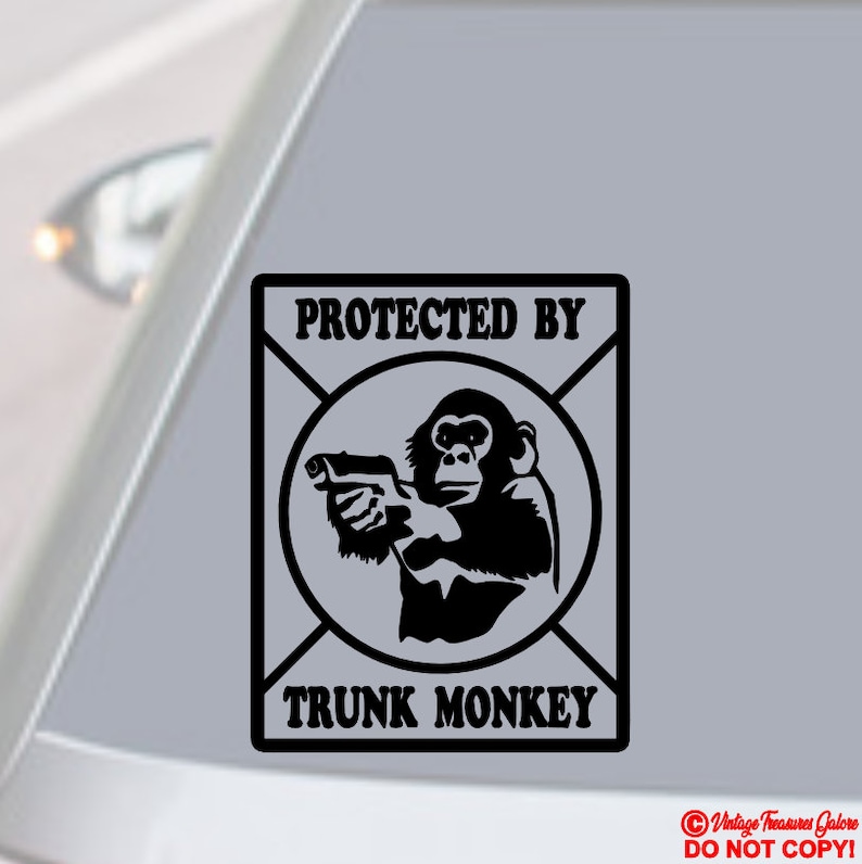 PROTECTED by TRUNK MONKEY Vinyl Decal Sticker Car Truck Rear Back ...