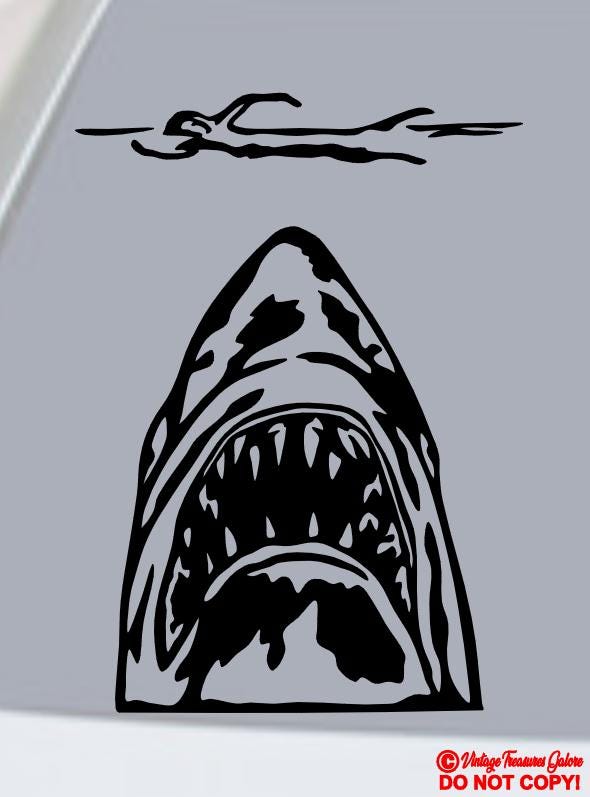 JAWS Great White Shark - Vinyl Decal Sticker Car Truck Van Suv Boat ...