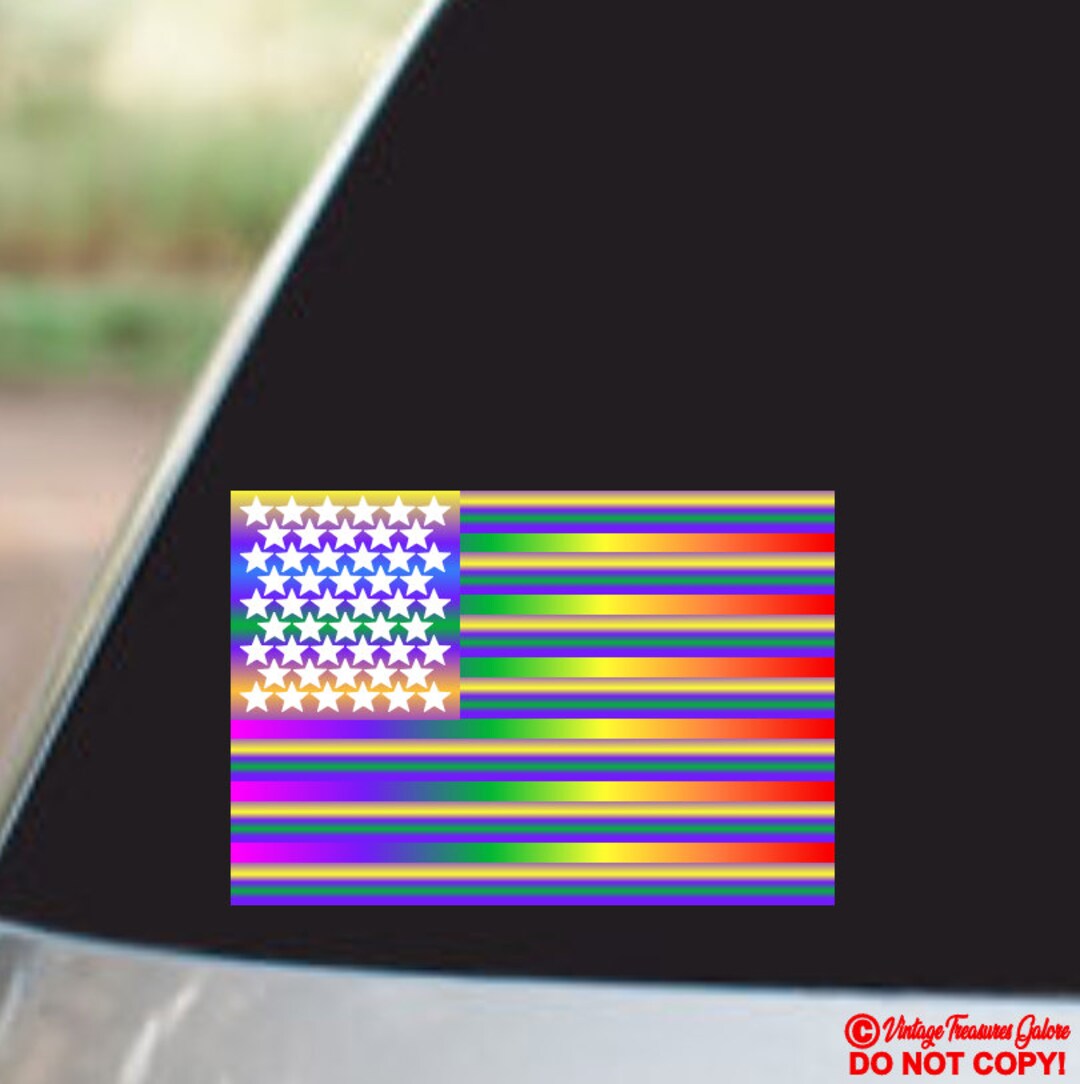 Gay Pride AMERICAN FLAG Sticker Car Truck Van Suv Boat Laptop Window ...