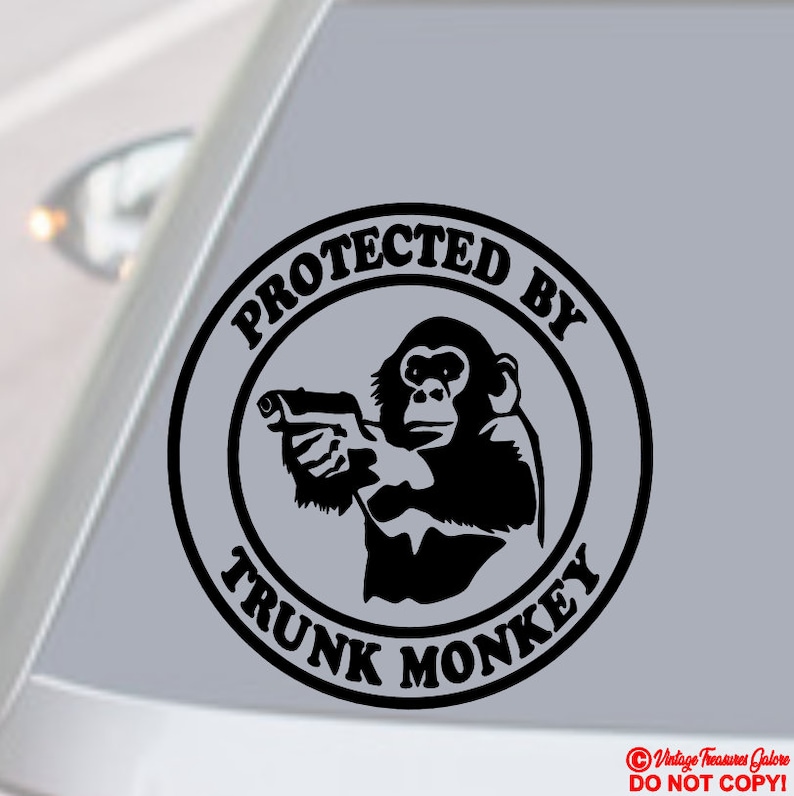 PROTECTED by TRUNK MONKEY Vinyl Decal Sticker Car Truck Rear Back ...