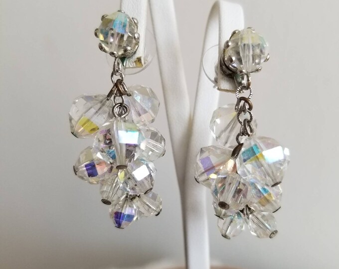 Vintage 1960's Lagona AB Crystal Cluster Dangle and Drop Earrings - Etsy