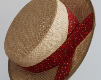 Red Boater Hat - Etsy