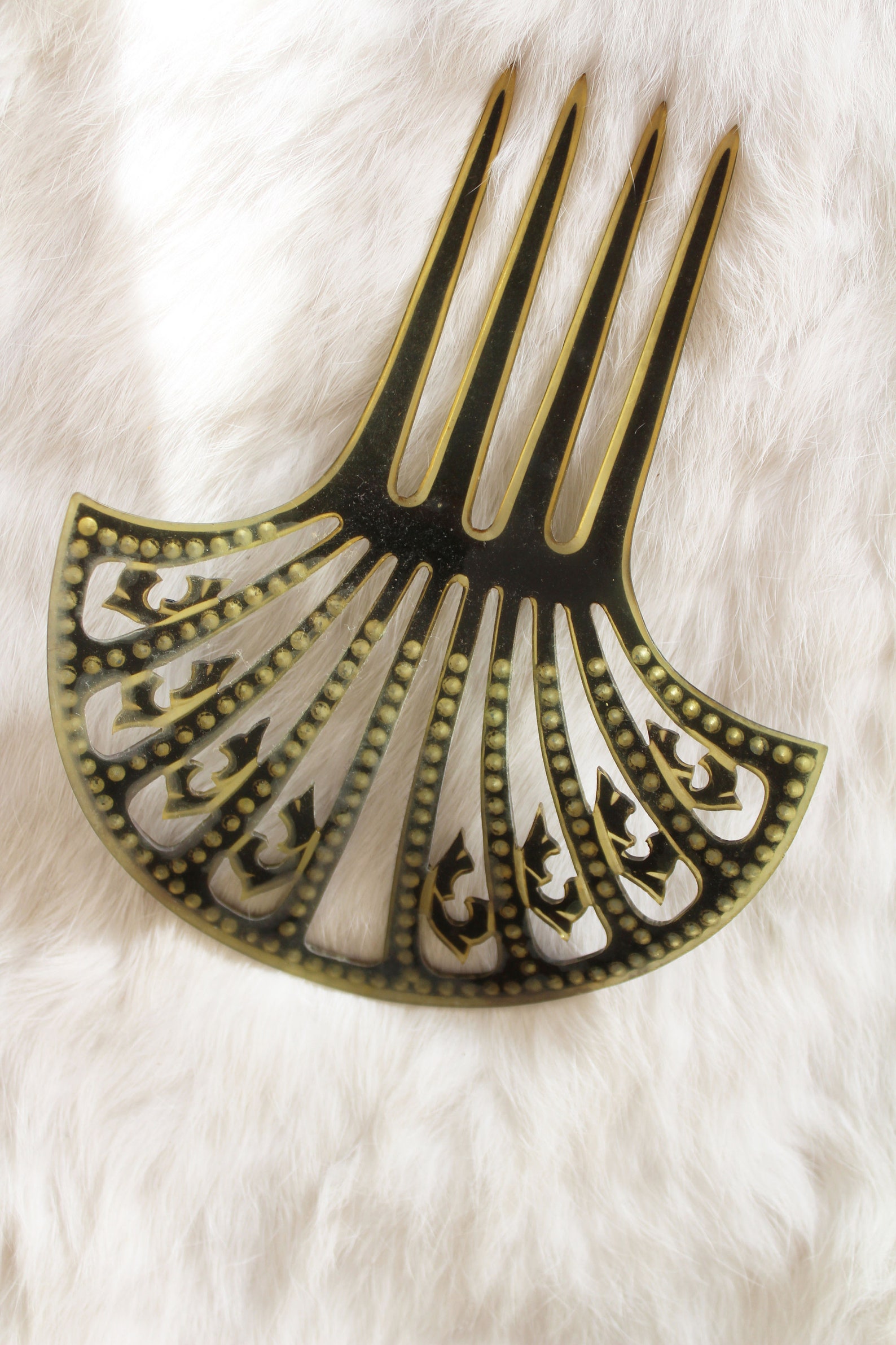 Antique Art Deco Celluloid or Lucite Mantilla Hair Comb With Blue ...