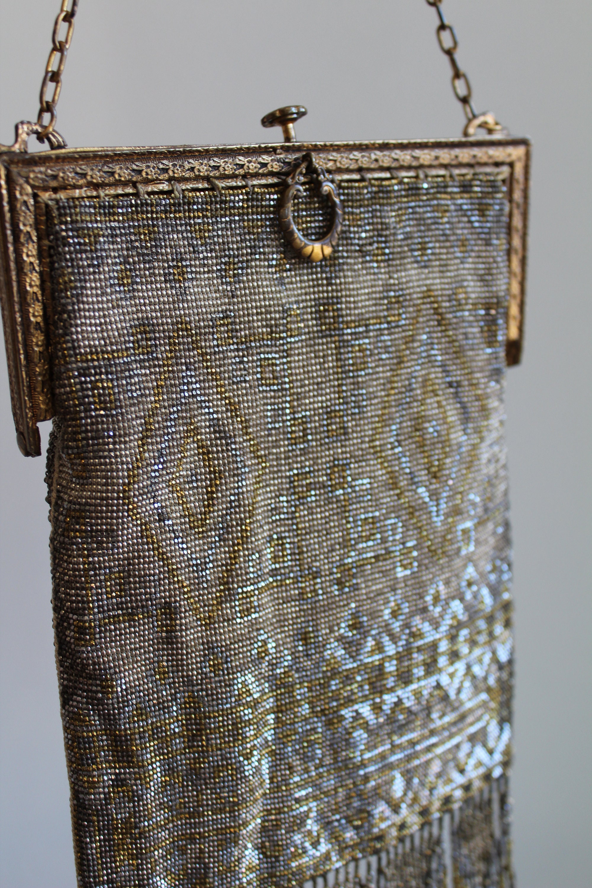 Antique Edwardian Glass Beaded Evening Bag With Beaded Fringe | Etsy