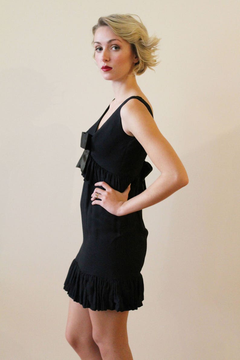 Vintage 1960s Black Mini Dress With Satin Bow Details- LBD - Etsy