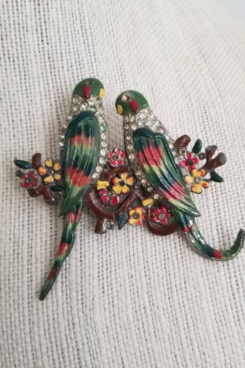 Vintage 1930s-1940s Rare Love Birds Fur Clips and Brooch - Duette ...