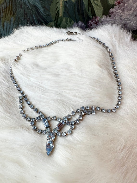 Vintage 1950s Light Blue Crystal Rhinestone Necklace,… - Gem