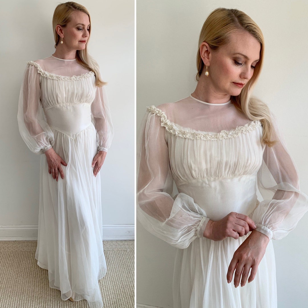 Vintage 1930s-40s Ivory Peasant Style Wedding Gown With Bishop - Etsy