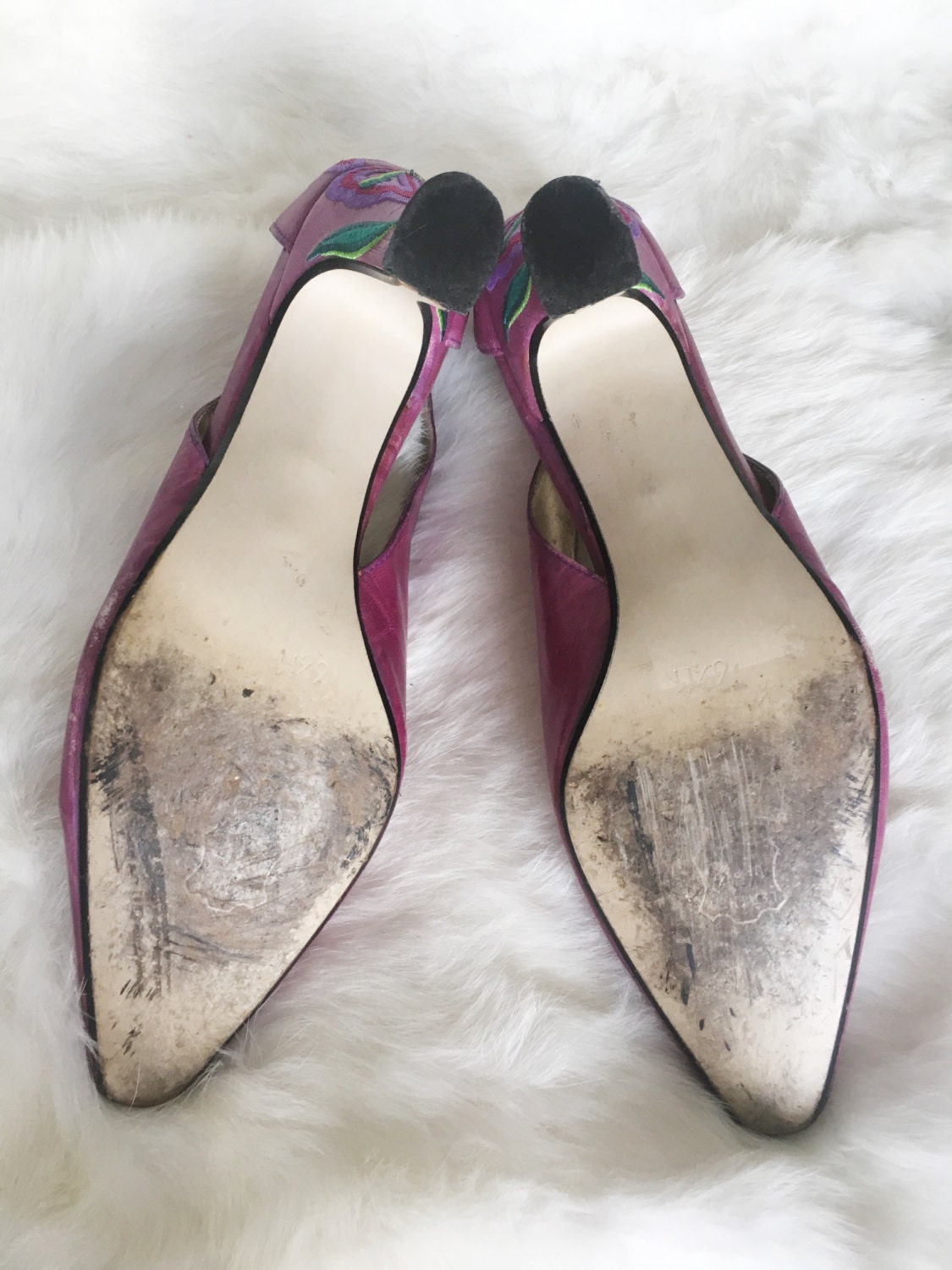 Vintage Orchid Colored High Heels With Cut Out Sides and | Etsy